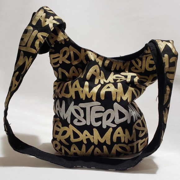 Robin Ruth | Bags | Robin Ruth Amsterdam Goldwhite Graffiti Art Black ...